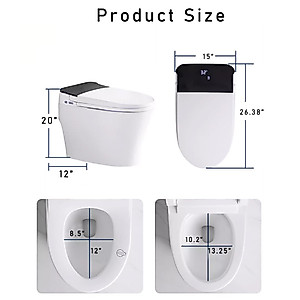 WinZo Elongated Smart Toilet With Bidet Built In, Auto Flush/Foot Sensor,Heated Seat, Warm Water & Dry Air,Self Cleaning Powerful Flush 1.28 GPF For Modern Bathroom