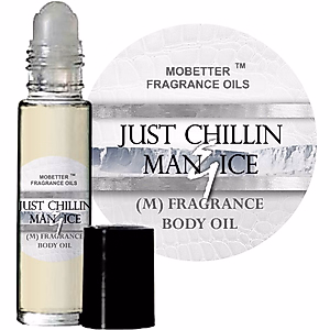 Just Chillin Man & Ice Men Cologne Body Oil 1/3 oz roll on Glass Bottle by Mobetter Fragrance Oils