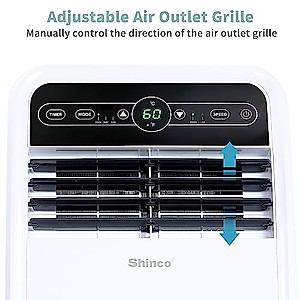 Shinco 8,000 BTU Portable Air Conditioner, Portable AC Unit with Built-in Cool, Dehumidifier & Fan Modes for Room up to 200 sq.ft, Room Air Conditioner with Remote Control, Installation Kit
