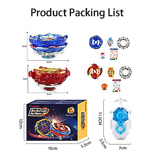 Hozuumo Bey Battling Top Burst Gyro Toy Set, with Gyro Launchers and Handle Combat Battling Game, Gift for Kids Children, B-174-01+B-174-02