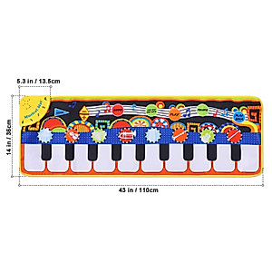 Cyiecw Piano Mat, Toddler Toys Musical Mat with 25 Music Sounds Floor Piano Keyboard Mat Carpet Touch Playmat Educational Toys for Baby Kids Boys Girls 1 2 3+ Year Old