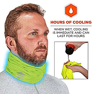 Ergodyne - 42127 Chill-Its 6487 Cooling Neck Gaiter, Multiple Ways to Wear Headband or Face Mask,Lime Hi-Vis Lime