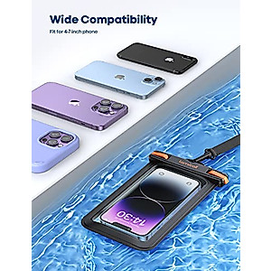 Lamicall Waterproof Phone Pouch Case - [2 Pack][Easy Lock & Heavy Duty] IPX8 Water Proof Cell Phone Dry Bag for iPhone 14 13 12 11 XS XR X Pro Max Plus Mini, S22 S21 Ultra, more 4-7" Cellphones, Black