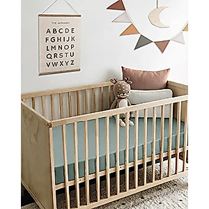 Muslin Crib Sheets for Girls and Boys, Cotton Neutral Fitted Baby Crib Sheet for Standard Crib Mattress & Toddler Bed Mattress (52"x28"), Soft Breathable Baby Sheets 1 Pack (Roman Green)