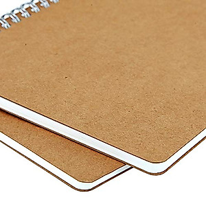 HULYTRAAT Spiral Journal Blank Sketch Book Pad, 5.5 x 8.25 Inches A5, Kraft, 80-Page 40-Sheet Drawing Notebook 2-pack (NBP2)