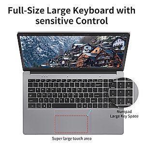 SGIN Laptop 4GB DDR4 128GB SSD, 15.6 Inch, Celeron CPU Ultrabook Laptops Computer with 2xUSB 3.0, Mini HDMI, Bluetooth 4.2, Dual Band WiFi, 5000MAH