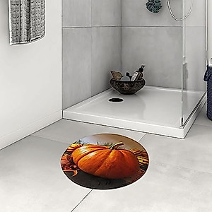 Super Soft Round Area Rug, Thanksgiving Day Pumpkin Printed Flannel Bath Rug Non-Slip Circle Rug Washable Throw Rugs Decor Floor Mat Carpet for Living Room Sofa Bedroom 24 in