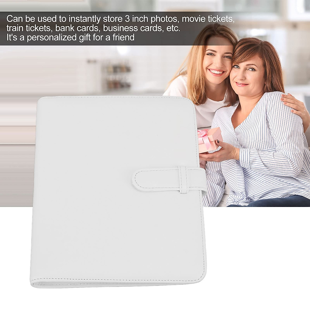 3-inch Photo Album, 256-pocket Waterproof Photo Album for Tickets Business Card (White)