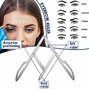 3 Pieces Eyebrow Ruler 3-Point Positioning Ruler Eyebrow Golden Ratio Caliper Microblading Grooming Stencil Shaper Permanent Eyebrow Measuring Tool DIY Ruler Kit for Student Brow Artists