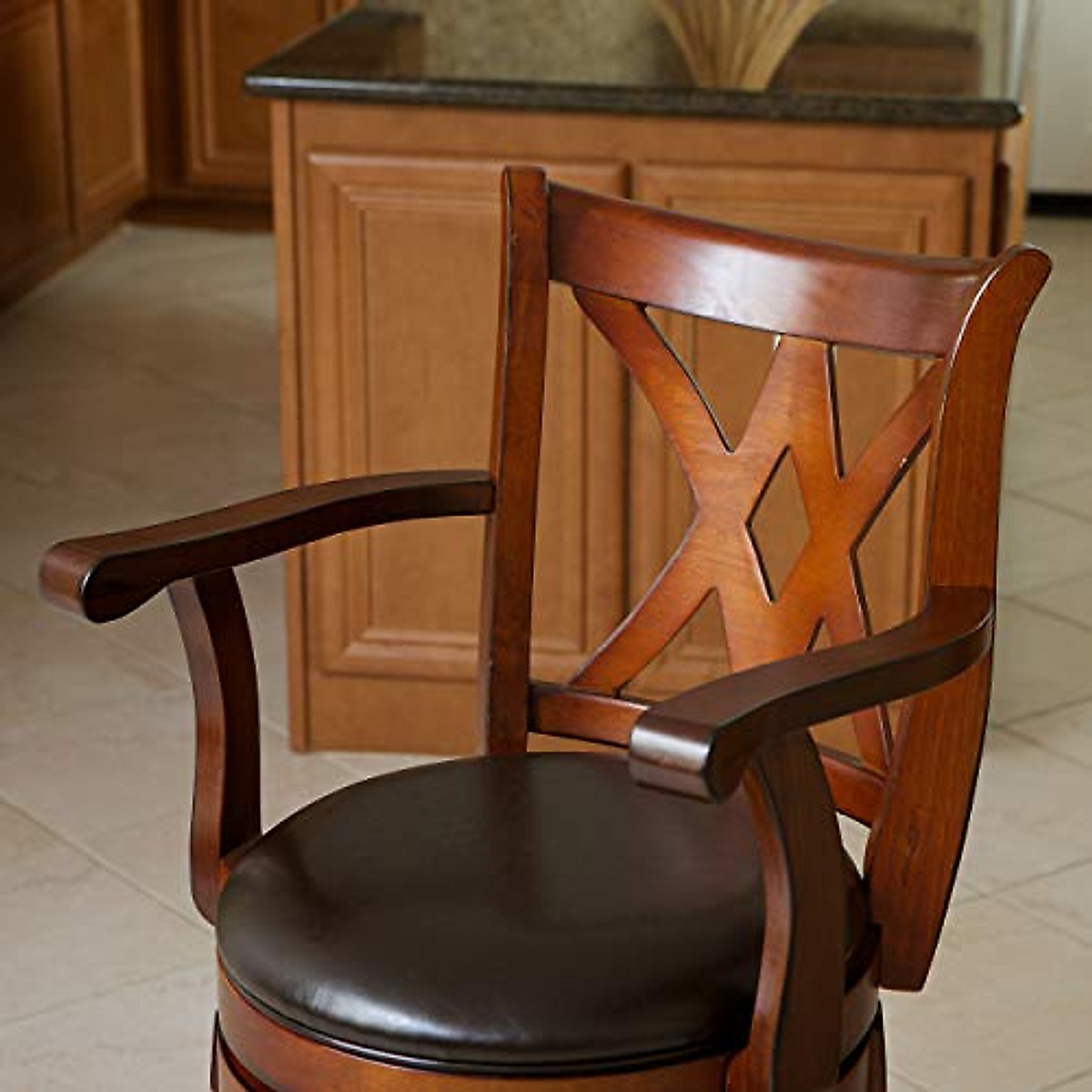 Christopher Knight Home Eclipse Armed Swivel Barstool, Chocolate Brown