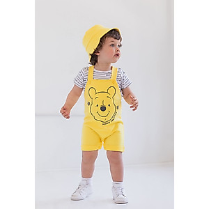 Disney Winnie the Pooh Baby Boys 3 Piece Outfit Set: Overalls T-Shirt Hat 12 Months