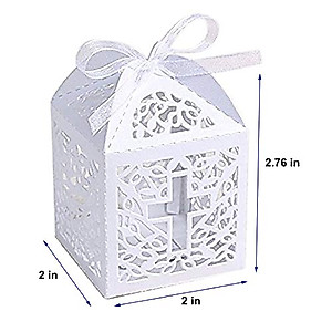 Sohapy 50Pcs Baptism Christening Favor Boxes Candy Boxes Bag Gift Box Baby Shower Favor for Baby Cute Birthday Decoration Shower Party decoration Supplies (white)