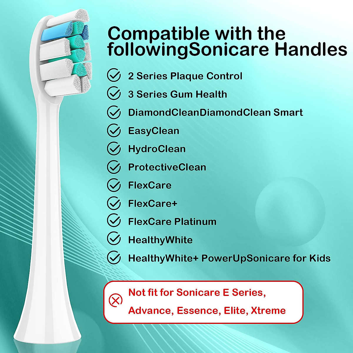 Replacement Toothbrush Head (with Protective Cover) for Philips Sonicare DiamondClean ProtectiveClean EasyClean FlexCare HealthyWhite