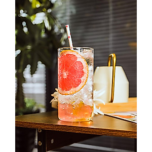 LUXU Drinking Glasses 19 oz, Thin Highball Glasses Set of 6,Clear Tall Glass Cups For Water, Juice, Beer, Drinks, and Cocktails and Mixed Drinks