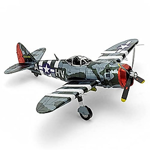 Fascinations Metal Earth P-47 Thunderbolt 3D Metal Model Kit Bundle with Tweezers