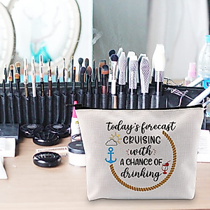 POFULL Cruise Themed Gift Cruise Boat Cocktails Friends Groups Cruise Cosmetic Bag (forecast Cruising)