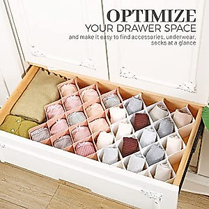 ROUFA Honeycomb Drawer Organizer for Underwear, Drawer Divider Separator, Dresser Drawer Organizers for Belts, Ties, Clothing, Makeup,Office Supplies(2 Sets of Pink + 2 Sets of White, 86 Slots)