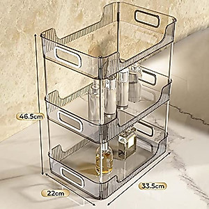 3 Tier Countertop Organizer Multipurpose Counter Vanity Tray Cosmetic Perfume Makeup Display Container for Living Room Bathroom Toilet Home , Gray