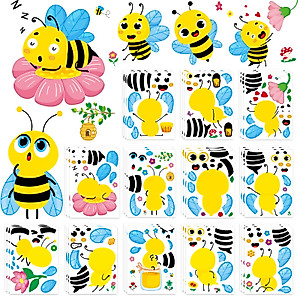 Make Your Own Honey Bee Stickers 36 Pack Spring Summer Make A Face DIY Stickers for Kids Bee Mine Bumble Bees Party Favors Gifts Creativity Crafts Fairy for Baby Shower Birthday School Rewards