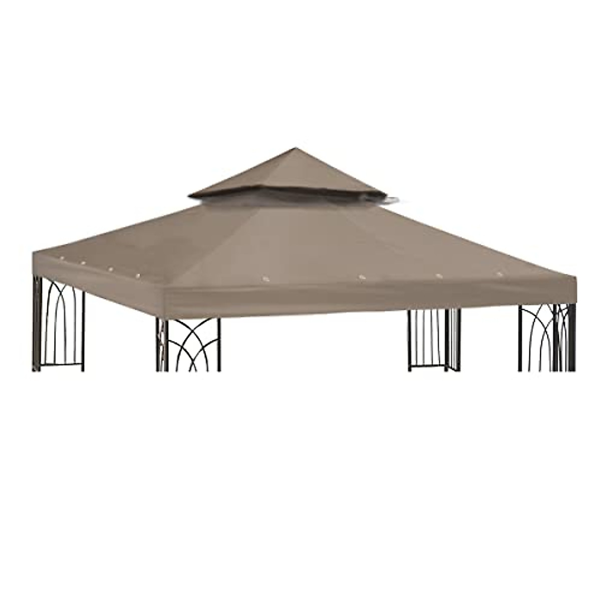 Ontheway 8'x8' Dual Tier Gazebo Canopy Replacement Top Cover UV30+ Water Resistant for Model L-GZ385PST