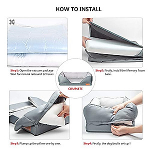 Fida Orthopedic Dog Bed with Memory Foam Base - Dog Lounge Sofa with Removable Washable Cover, Pets Couch Beds for Small Dogs & Cats (Large, Grey)