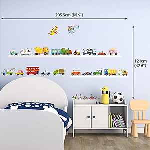 DECOWALL DW-1405 The Transports Kids Wall Stickers Wall Decals Peel and Stick Removable Wall Stickers for Kids Nursery Bedroom Living Room d?cor