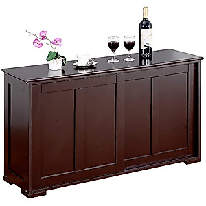 GORELAX Buffet Cabinet with Storage, Stackable Kitchen Sideboard w/Sliding Doors, Storage Cupboard w/Adjustable Shelves, Console Table, Narrow Buffet Table for Dining Living Room (Espresso)