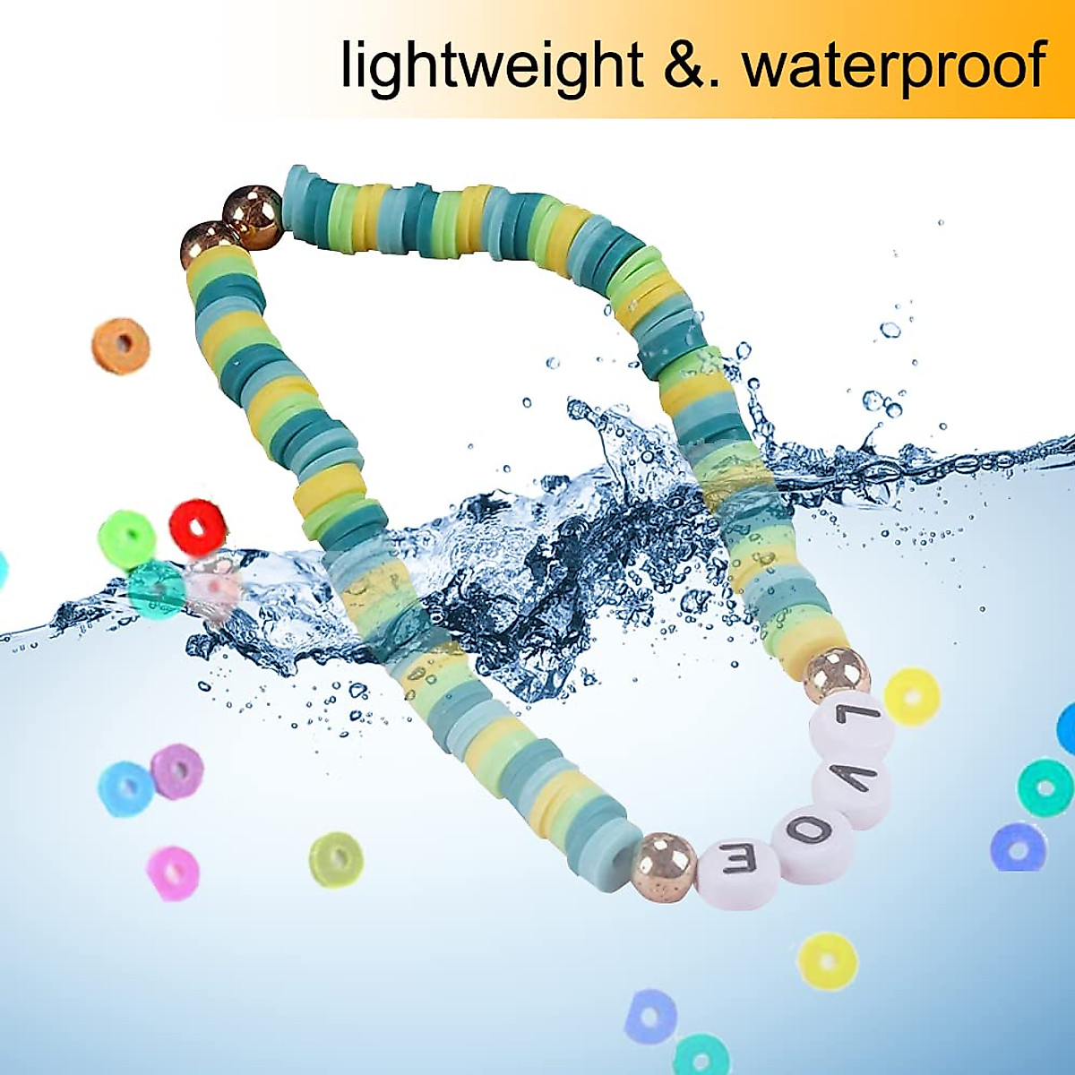 MIIIM 3600 PCS 10 Strands Clay Beads Polymer Clay Beads for Jewelry Making, Vinyl Heishi Beads 6mm for Surfer Bracelets Necklace Making (Memory)