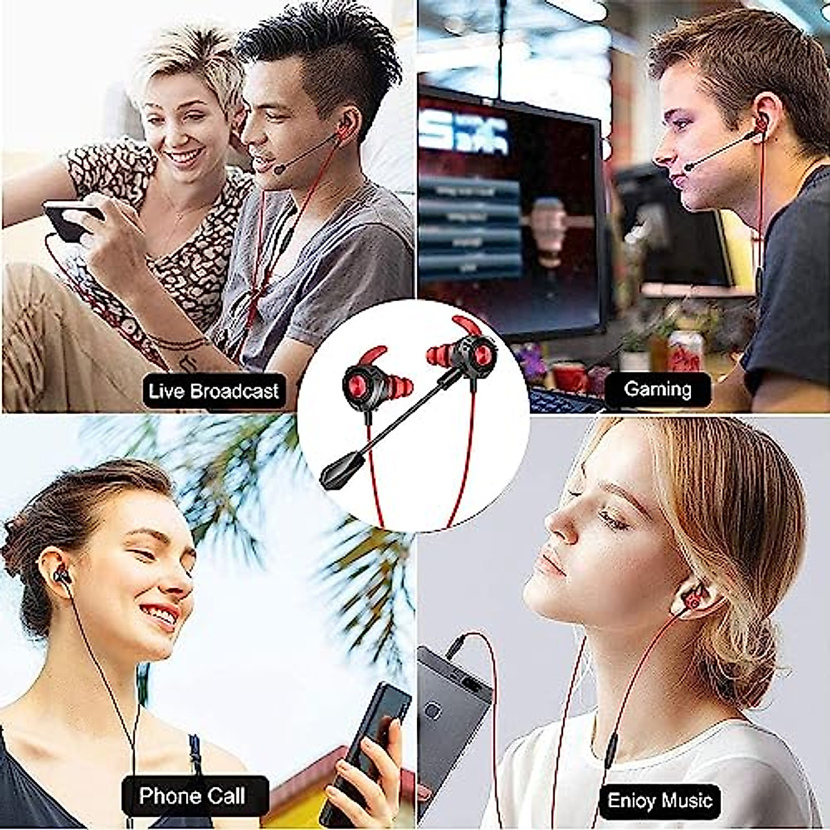 MOVOYEE Gaming Headset with Microphone Wired Gaming Earbuds PC for PS4 PS5 Xbox One Playstation 5 Games Mobile Phone,Detachable Stereo Bass Earphones Noise Cancelling Gaming Headphones with Mic Black