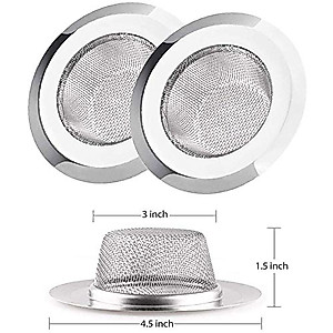 Sink Tub Strainer Screen Stainless Steel Fits 3"- 3 1/2" Drains - Kitchen Tools
