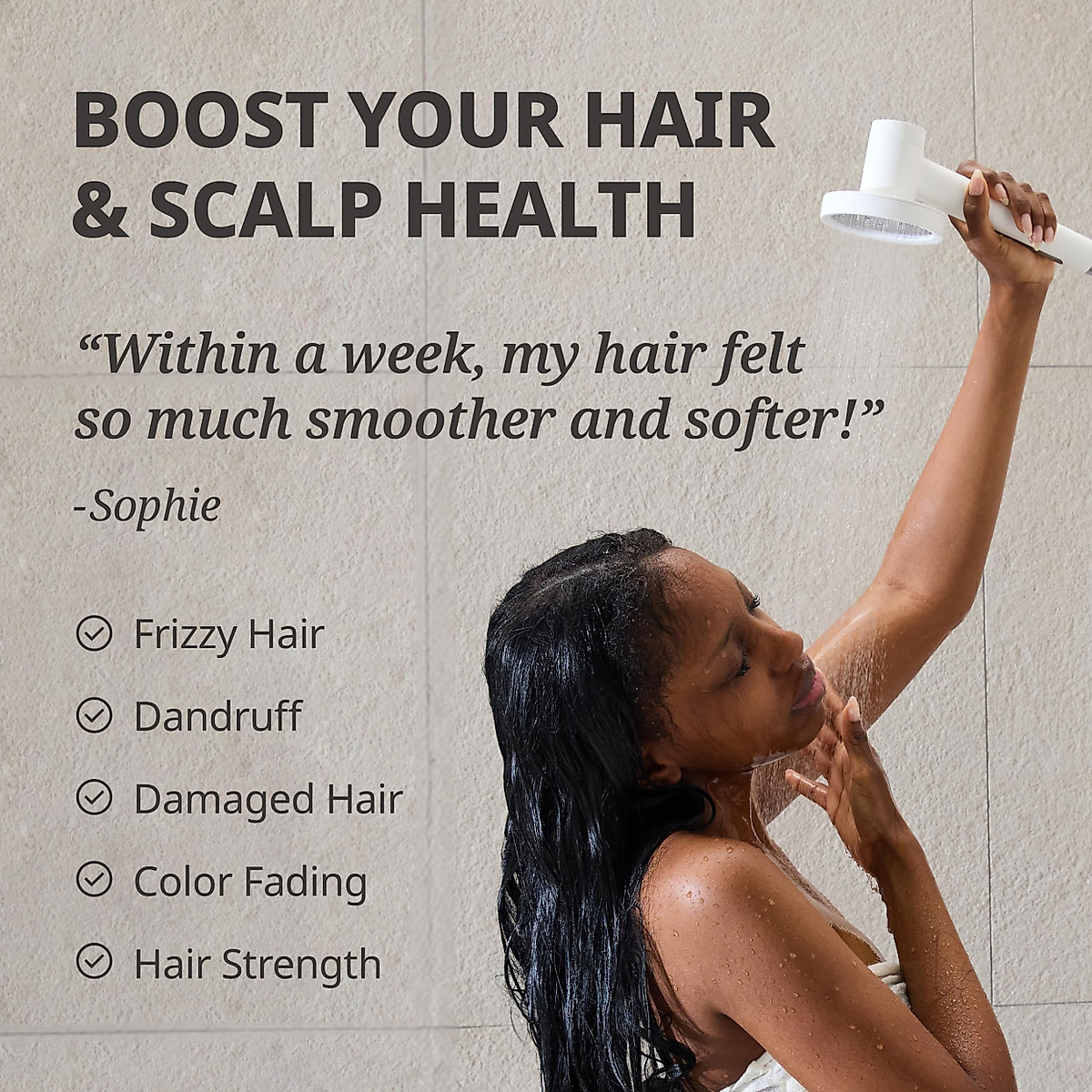 SECOND SHOWER NSF Certified Filtered Shower Head, Clinically Proven for Skin Health, High Pressure Luxury Handheld Filter for Hard Water, Premium 70” Hose, Reduces Frizzy Dry Hair (Pure Silver)