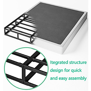 LIJQCI King Box Spring and Cover Set, 5 Inch Metal King Size Box Spring Only, Low Profile Heavy Duty Bed Base Structure, Non-Slip, Noise Free, Easy Assembly