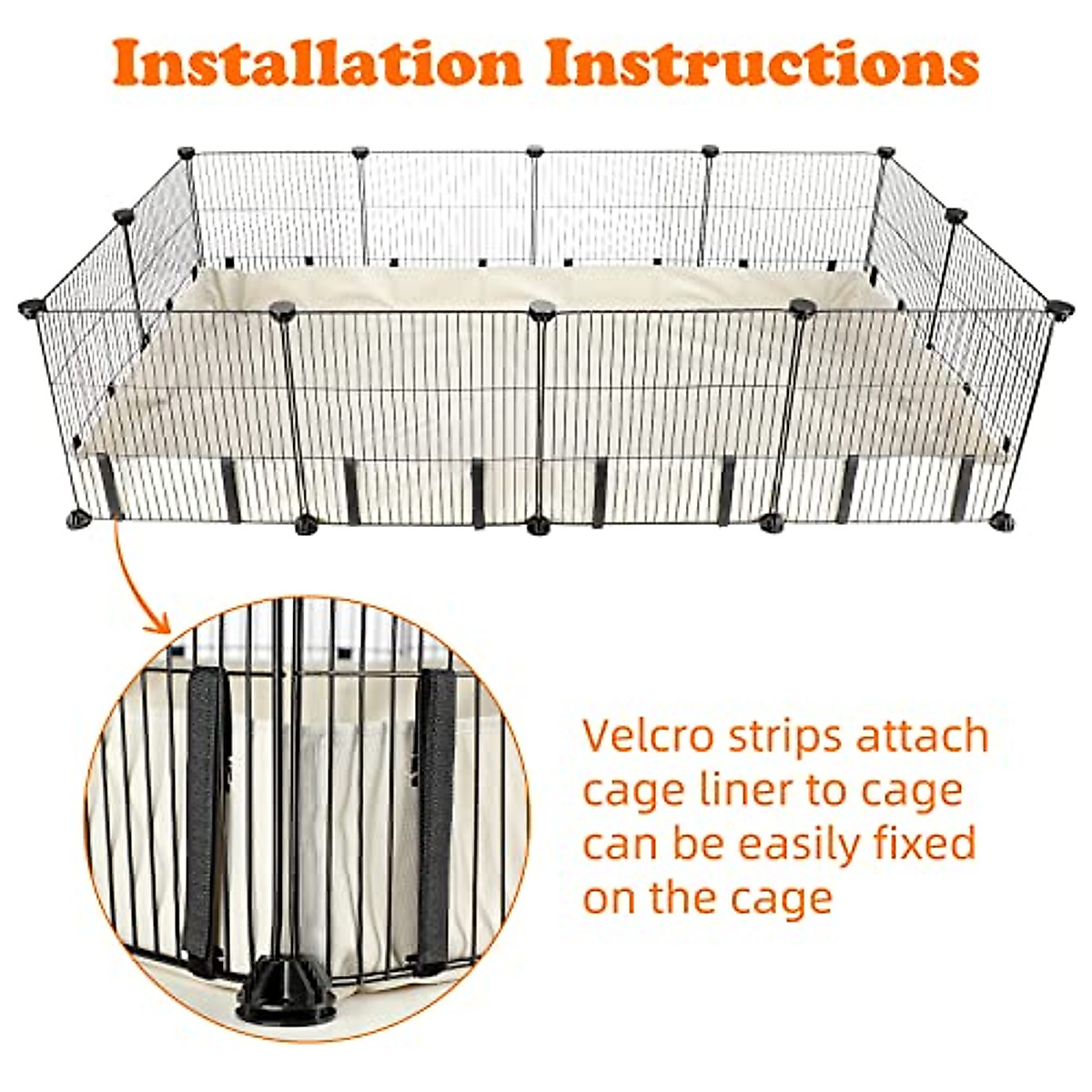 Lonepetu Waterproof Guinea Pig Cage Tarp Bottom for C & C Grids Habitat, 56“*27” Washable Guinea Pig Cage Liner Base for Rabbits Hamsters Hedgehogs Ferrets Small Pets (No Cage)