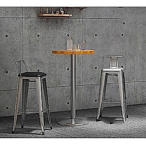 Lingula Bar Table Casual Metal High Tables and Chairs Simple Bar Industrial Style Small Round Table Retro Solid Wood Bar Table and Chairs Pub Tables (Color : A, Size : S)