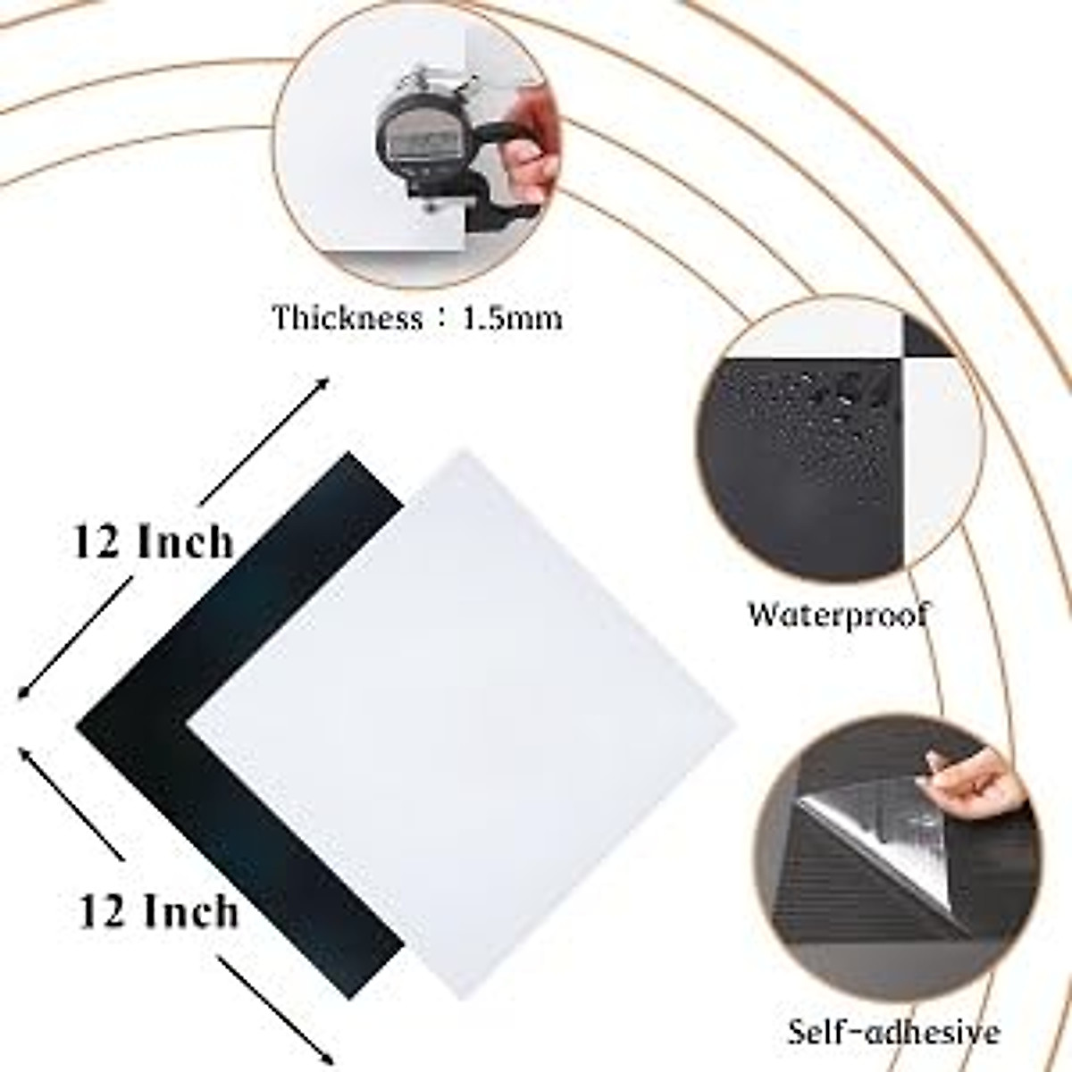 Vinyl Flooring Peel and Stick Floor Tile/Coverings 12in×12in Easy to Install and Waterproof for Bathroom and Kitchen (10 PCS, Black and White)