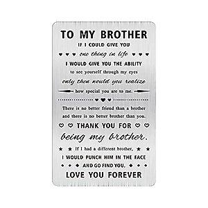 Alotozo Brother Gifts from Sister Funny, No Better Brother Than You Laser Engraved Wallet Inserts, Best Brother Birthday Card, Christmas Small Token for Men Boys Bro