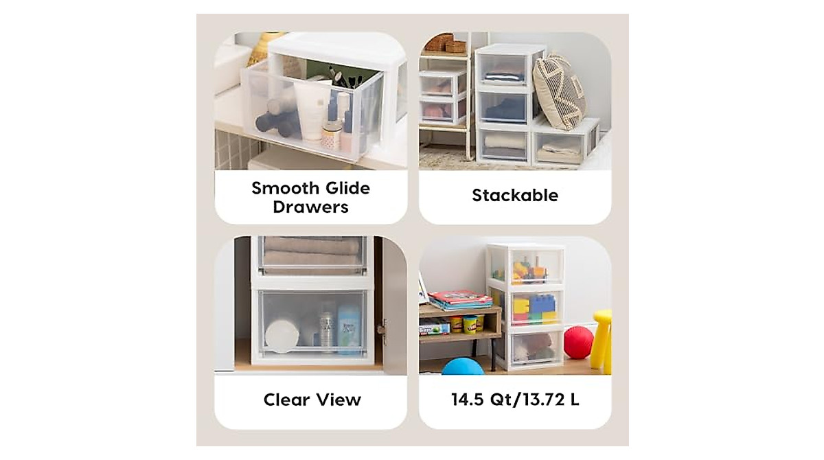 IRIS USA Stacking Drawer 3-Pack for Organized Storage