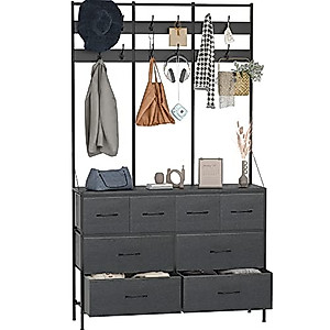 SENSWEET Clothes Rack Heavy Duty Clothing Rack, Clothes Rack with 8 Drawers and 12 Shelves, Clothing Rack Loads 350 LBS Capacity, Portable Adjustable Clothes Rack for Hanging Clothes