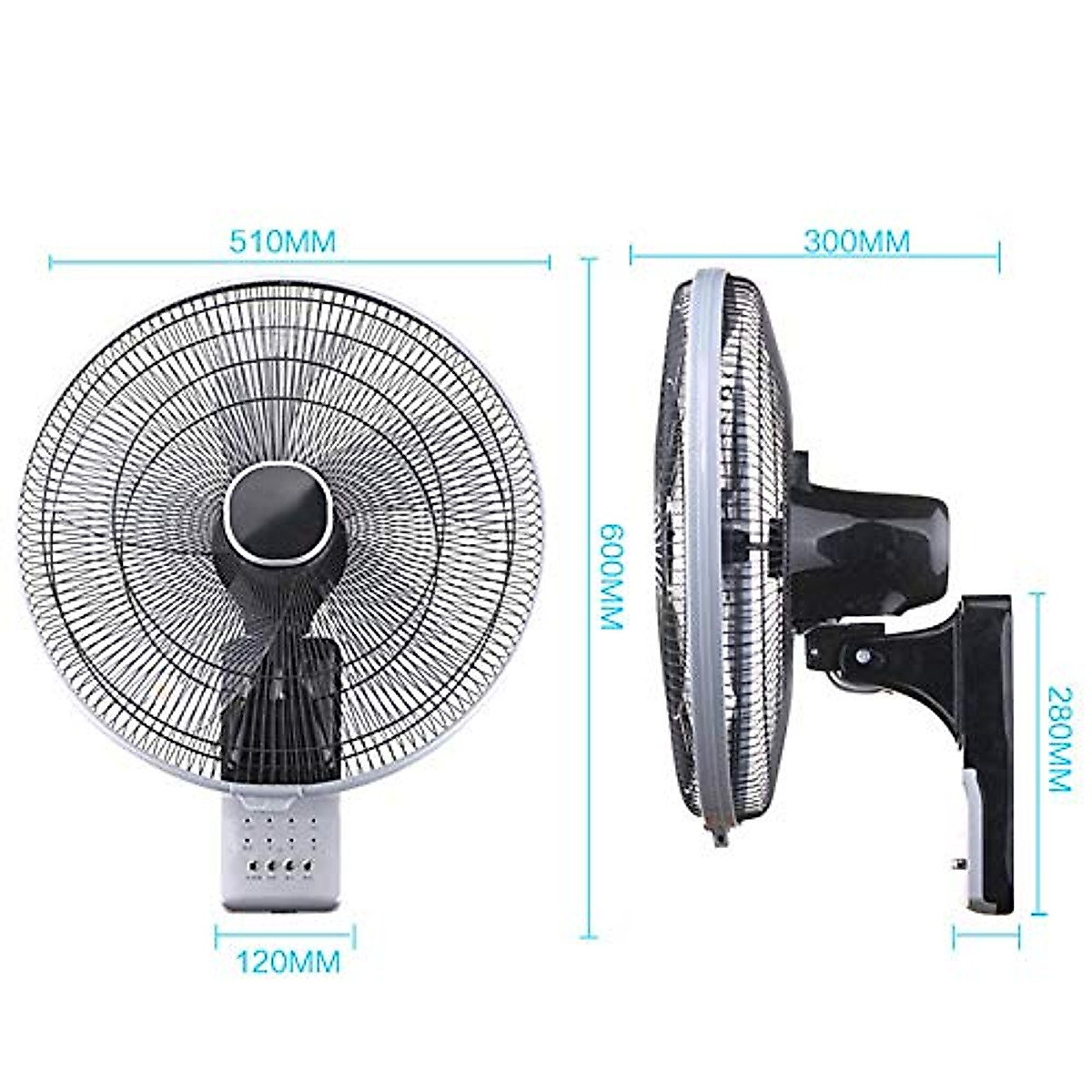 LHJJ Wall-Mounted Fan-air Circulator-220V/50HZ-remote Control-Automatic Fan-Black