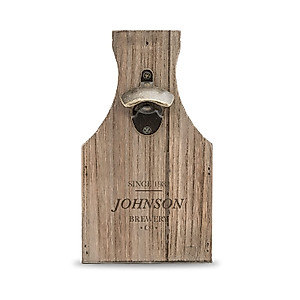 Weddingstar Custom Personalized Wooden Beer Bottle Caddy Holder with Metal Bottle Opener - Brewery Co. Etching