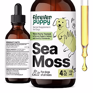 Irish Sea Moss Drops for Dogs - Thyroid & Energy Support for All Breeds & Sizes - Dog Food Supplements with Liquid Seamoss Extract - Natural Vitamins and Supplements for Thyroid Health - 4 oz