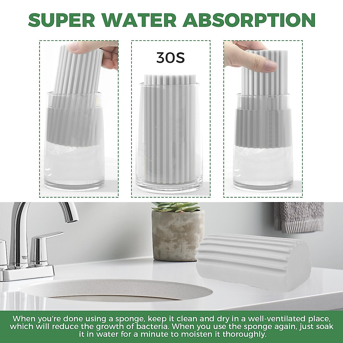 5 Pcs Damp Clean Duster Sponge, Dusters for Cleaning Blinds, Baseboard, Ceiling Fan Scrub Brush Magic Eraser Sponge Apartment Must Haves Household Cleaning Supplies Products Kitchen Gadgets（Grey）