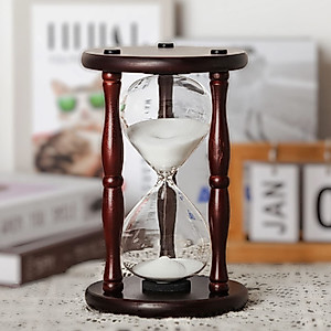 Large Hourglass Timer 60 Minute, Decorative Wooden Sand Timer Home Decor, 1 Hour Glass White Sand Clock