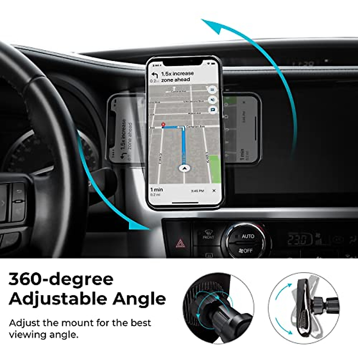 PITAKA Magnetic Car Phone Holder Mount for iPhone 14/13 Series & MagEZ Case 2 for Galaxy S22 Series [MagEZ Car Mount Lite] Compatible with MagSafe (Non-Charging Version) - Air Vent