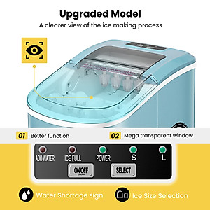 VIVOHOME Electric Portable Compact Countertop Automatic Ice Cube Maker Machine with Hand Scoop 10 Ice Bags and Self Cleaning Function 27lbs/Day Light Green
