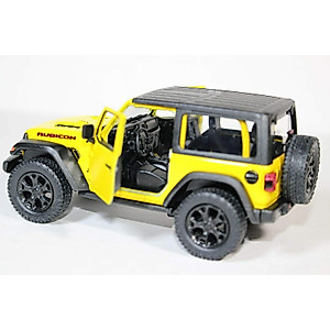 KiNSMART 2018 Jeep Wrangler Rudicon Hard Top Yellow 5" 1:34 Scale Die Cast Metal Model Toy w/ Pullback Action