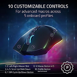 Razer Cobra Pro Wireless Gaming Mouse: 10 Customizable Controls - Chroma RGB Lighting - 30K Optical Sensor - Gen-3 Switches - 2.4GHz, Bluetooth & USB Type C - Up to 170 Hr Battery - Black