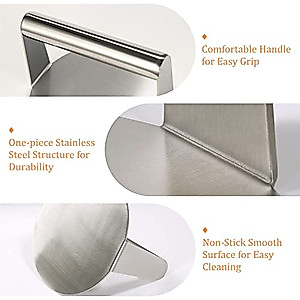 ONEDONE Burger Press Stainless Steel Smash Burger Press 5.5 inch Burger Smasher for Griddle w/Seasoning Shaker & 100 Patty Paper, Burger Iron Grill Press