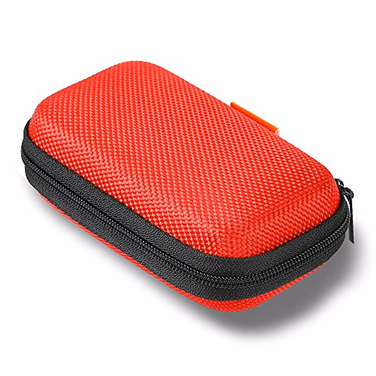 Red Rectangle Small EVA Case - Portable Protection Hard Shell Exterior Lightweight Universal Zipper Pouch Carrying Bag for Earbud, Headset, Charger, Airpods, iPod, USB Cable, MP3, Key, Change Purse