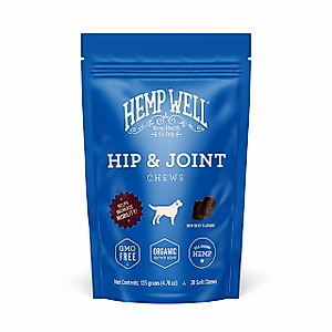 Hemp Well Hip and Joint Soft Chews – Best Joint Supplement for Dogs, Organically Sourced with Hemp, Glucosamine, Chondroitin and Breed Dogs, 30 Count